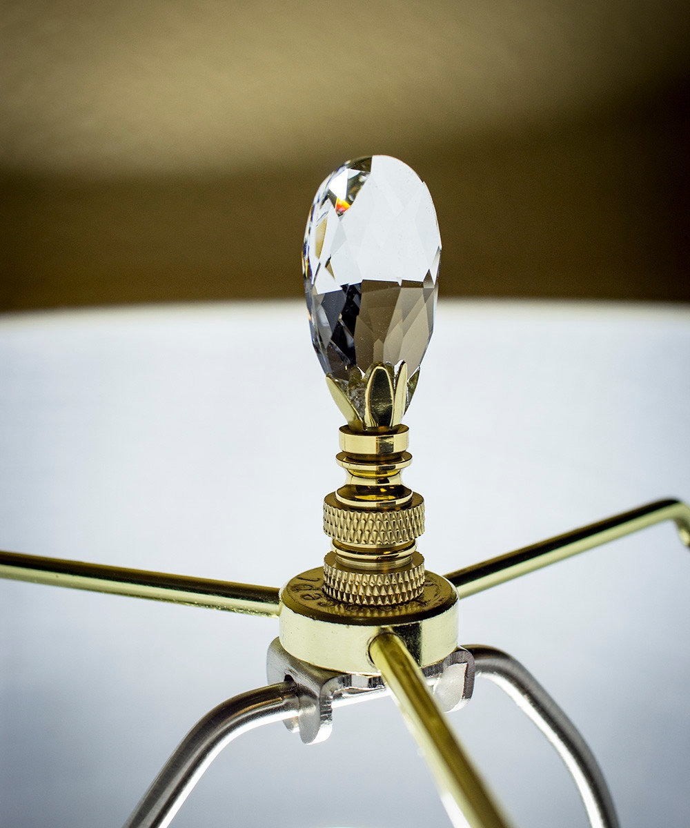 Stephanov Crystal Small Tear Drop Lamp Finial Polished Brass 2.5"h ...