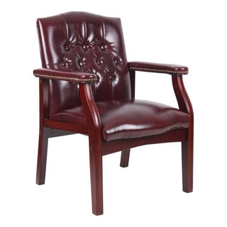 Boss Office Traditional Faux Leather Tufted Guest Chair in Black ...