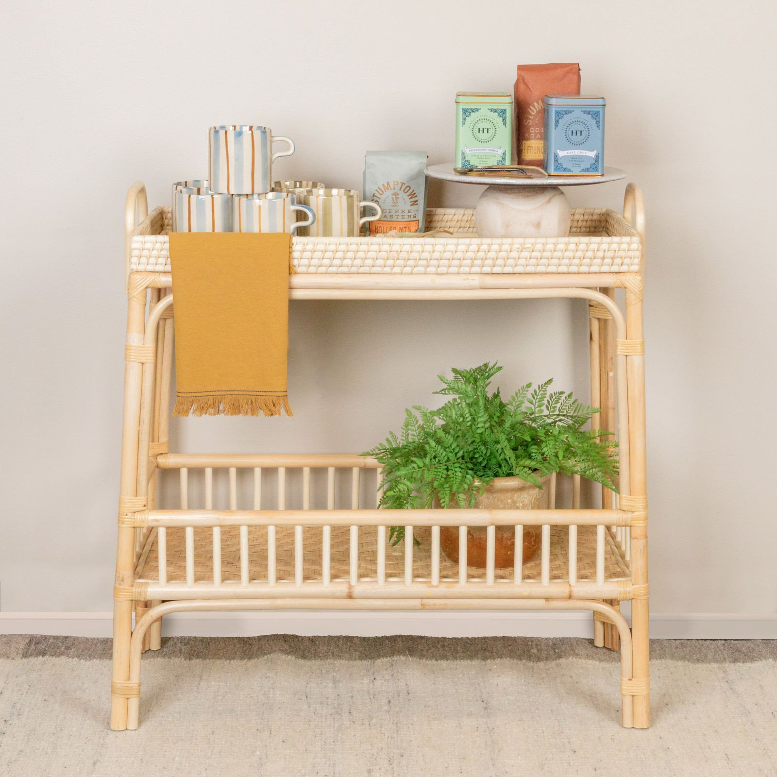 Hand-Woven Bamboo and Rattan Console Table With Shelf - Asian - Console ...