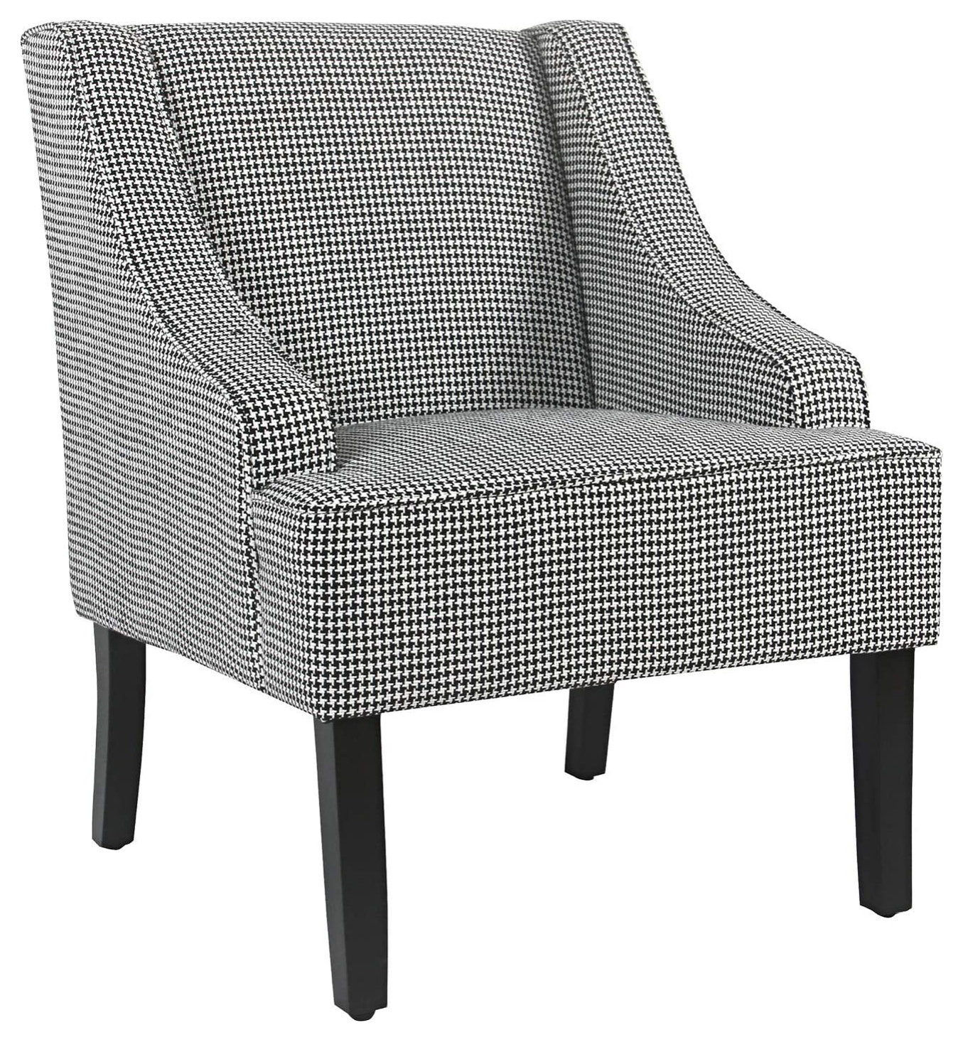Benzara BM194018 Fabric Upholstered Wood Accent Chair Check Pattern ...
