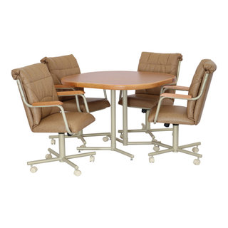 5-Piece 42x42 Caster Dining Set Laminate Table Top & Buff Caster Chairs ...