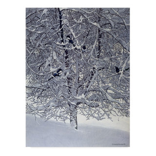 Harro Maass 'Snow Tree With Magpies' Canvas Art, 19"x14" - Contemporary ...