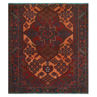 Vintage Distressed Darian Rust/Blue Rug, 4'5 x 4'10, 4'5 x 4'10 ...