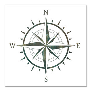 Rustic Compass 24x24 Canvas Wall Art - Beach Style - Prints And Posters ...