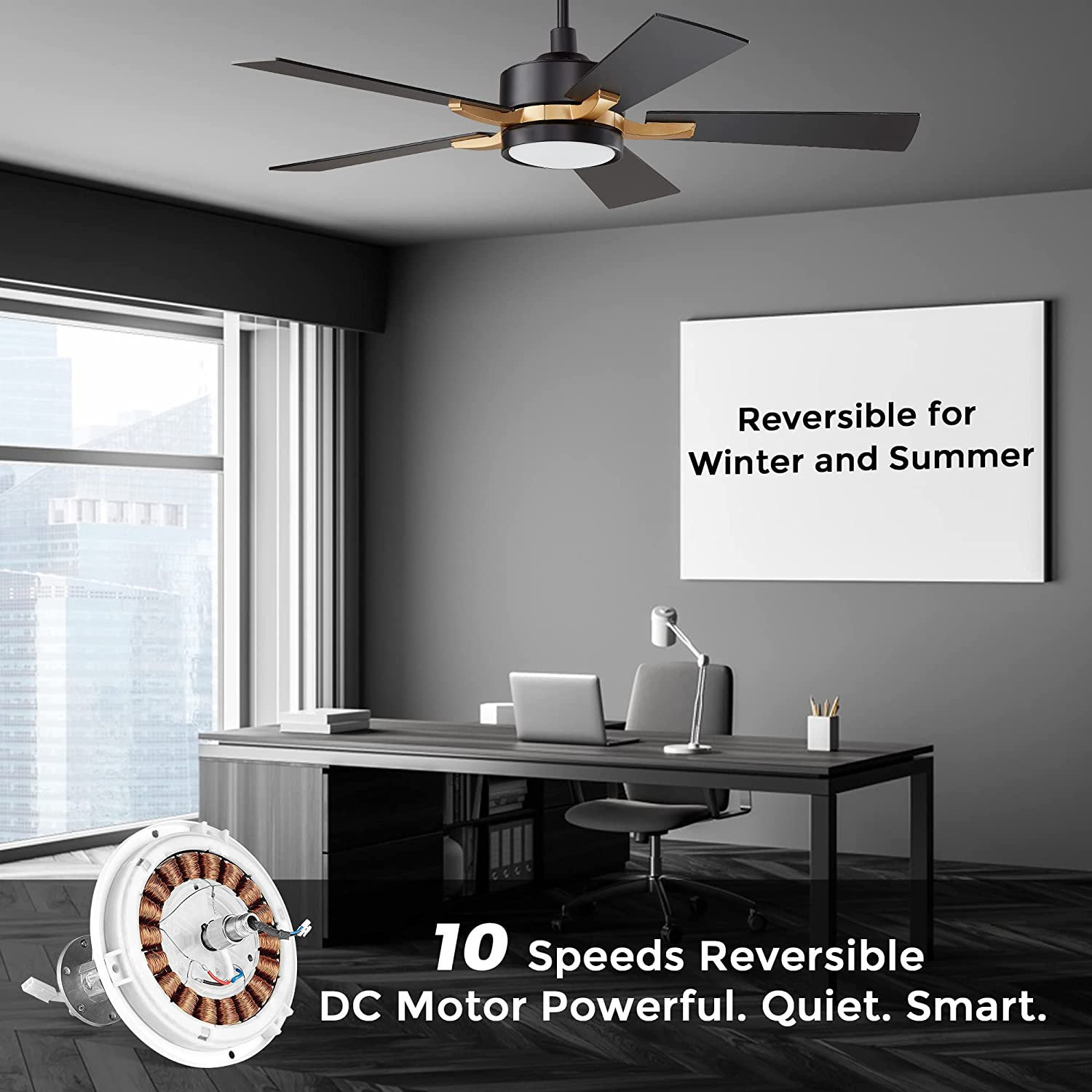 52" Indoor Smart Wifi Ceiling Fan with Dim LED Light and Remote Control ...