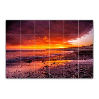 Sunset Ceramic Tile Wall Mural HZ500979, 72" Wide x 48" High - Beach ...