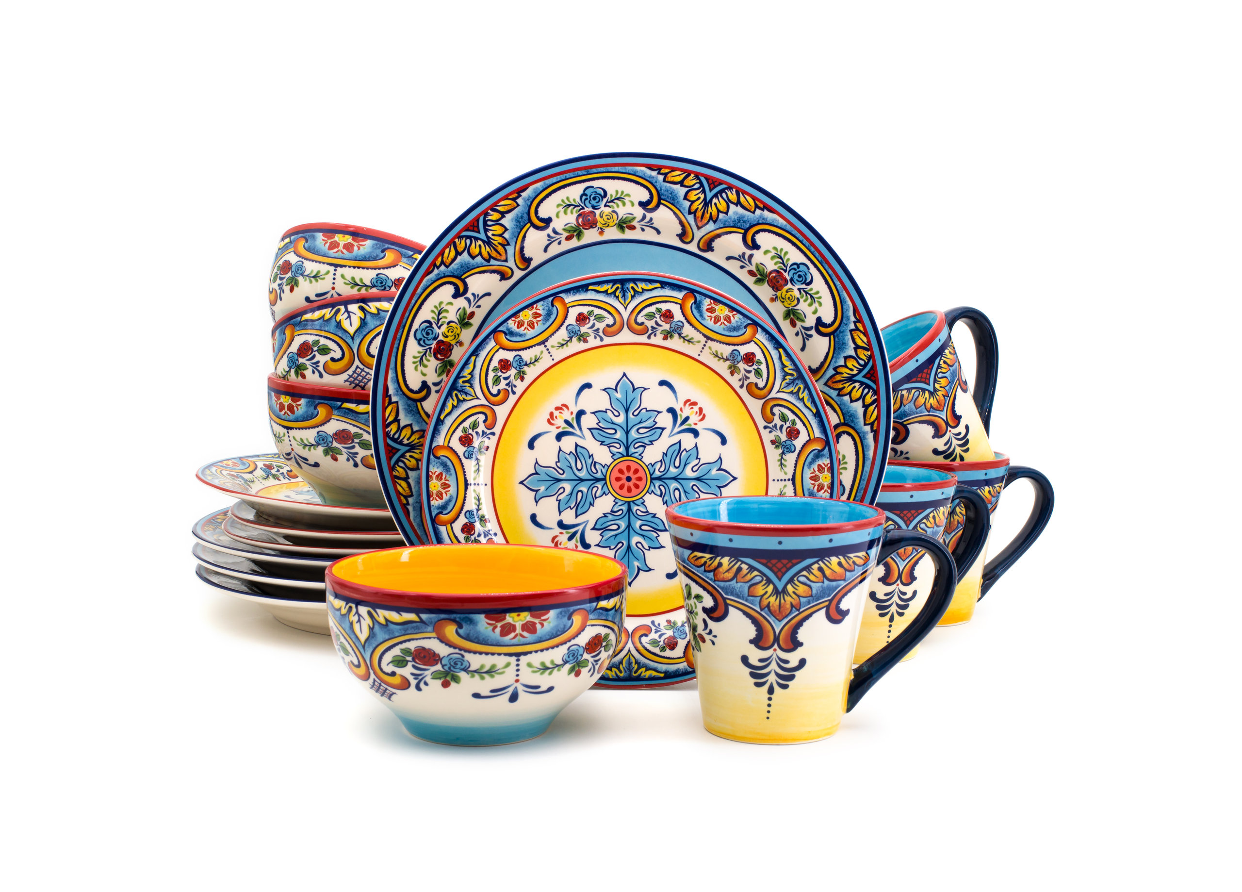 Zanzibar 16 Piece Stoneware Dinnerware Set - Mediterranean - Dinnerware ...