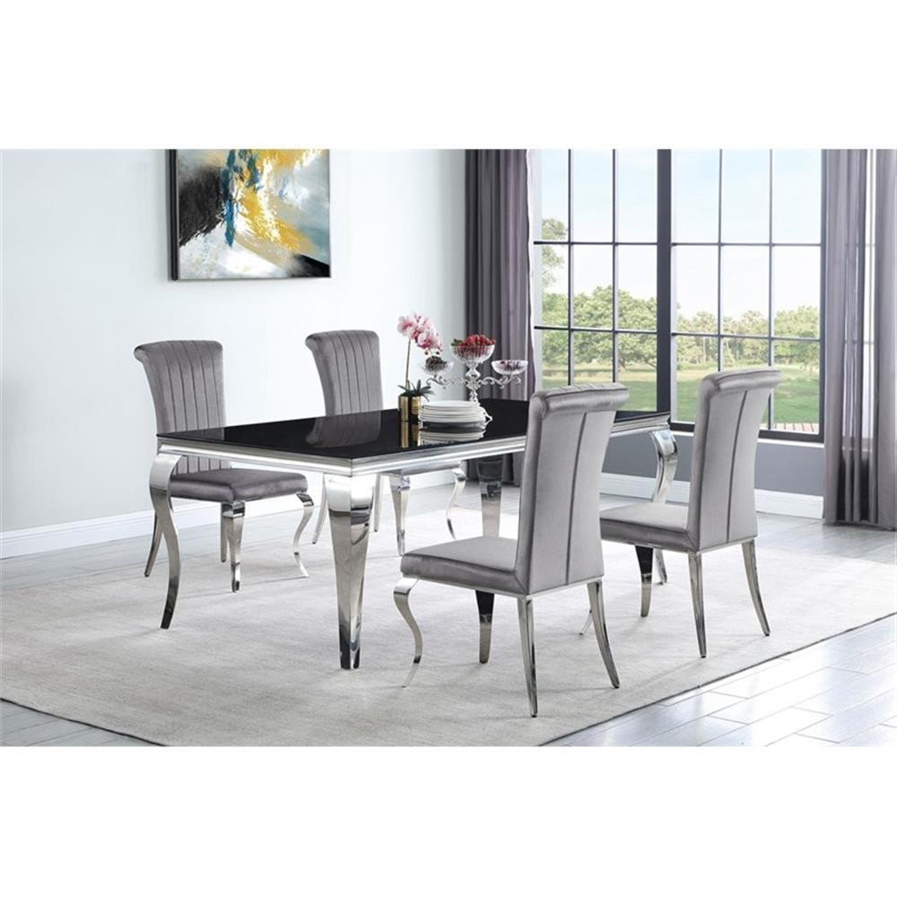 Coaster Carone 5-Piece Metal Rectangular Dining Set in Gray and Chrome - Contemporary - Dining ...