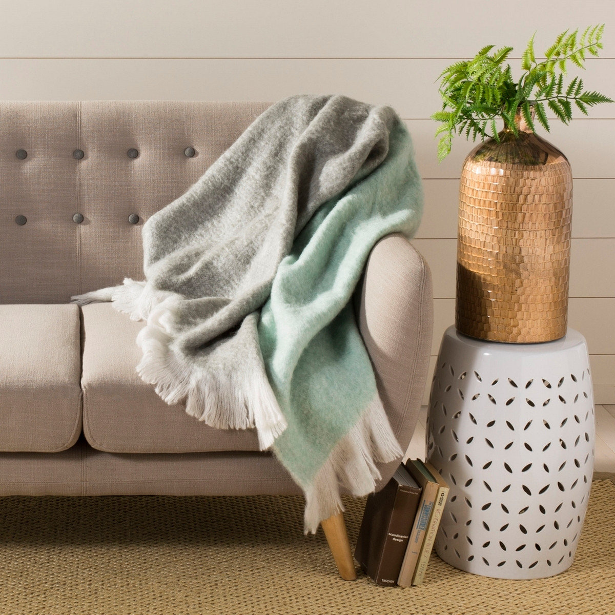 Kartia Throw Grey/Aqua Safavieh, #N/A - Contemporary - Throws - by ...