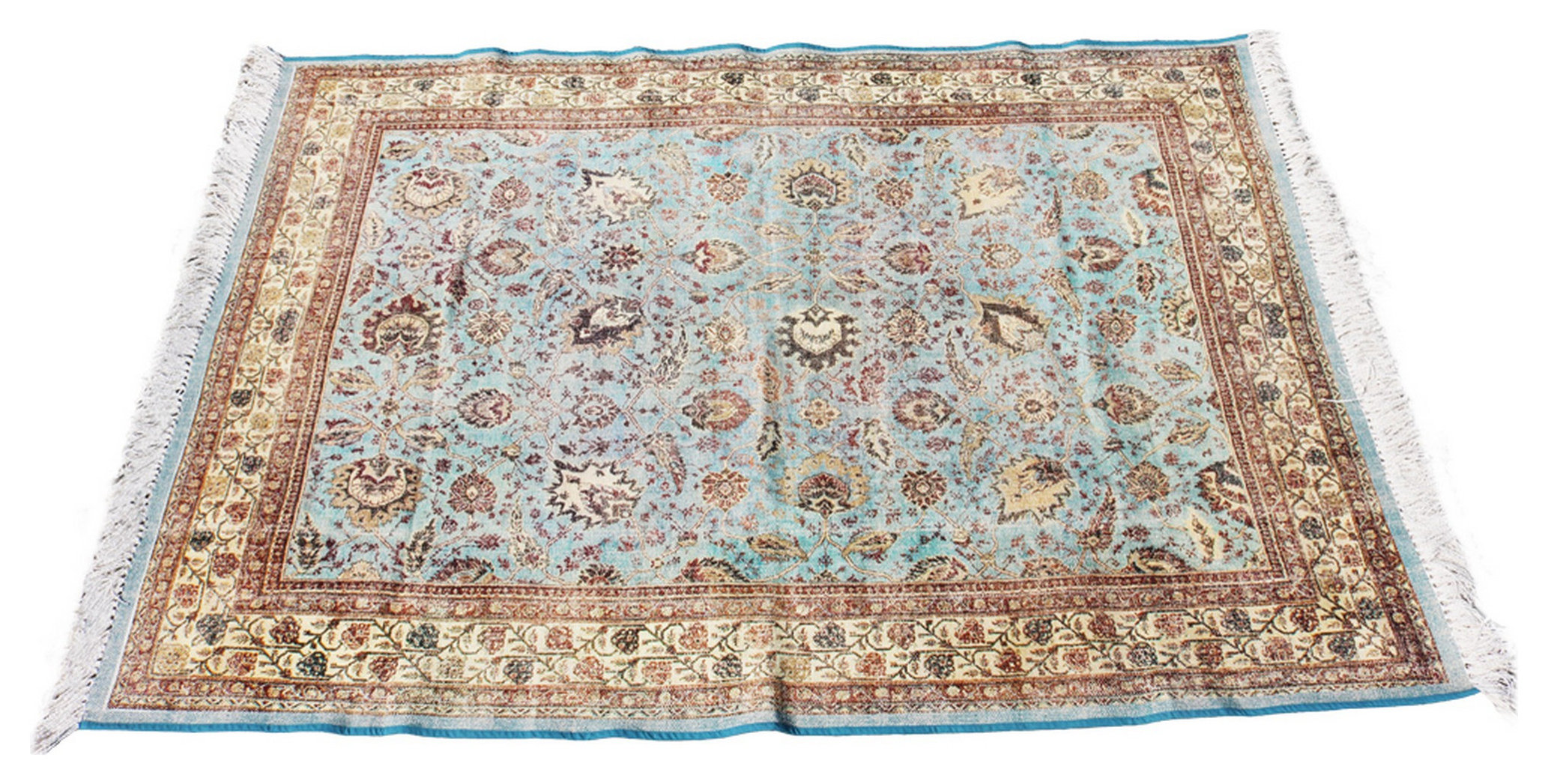 Cotton Handwoven Dhurrie Rug with Fringes and Persian Prints ...