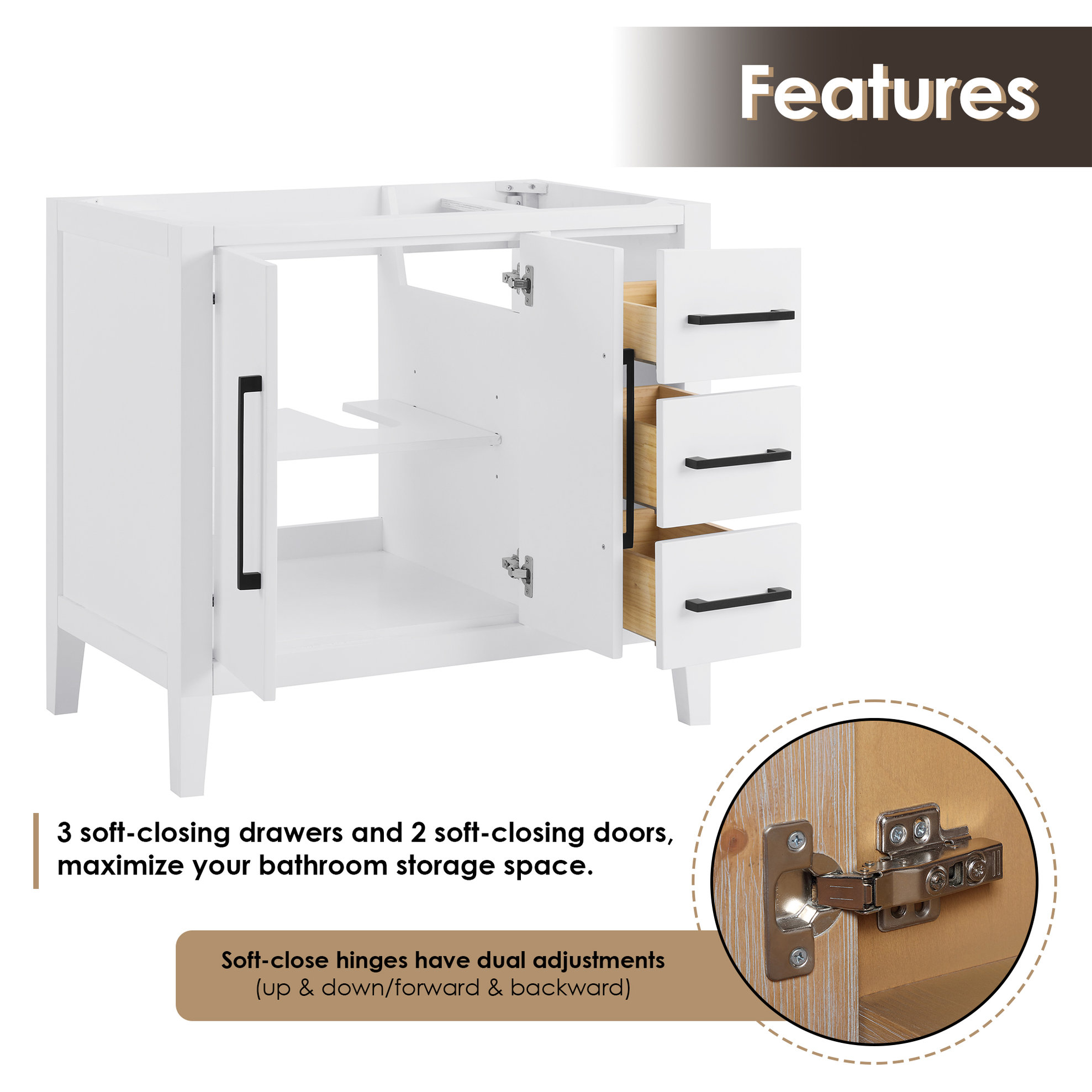 Laurel Bathroom Cabinet Vanity Base, 36" - Transitional - Bathroom ...