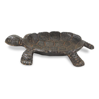 7" Rustic Black Turtle Metal Handmade Tray - Beach Style - Serving ...