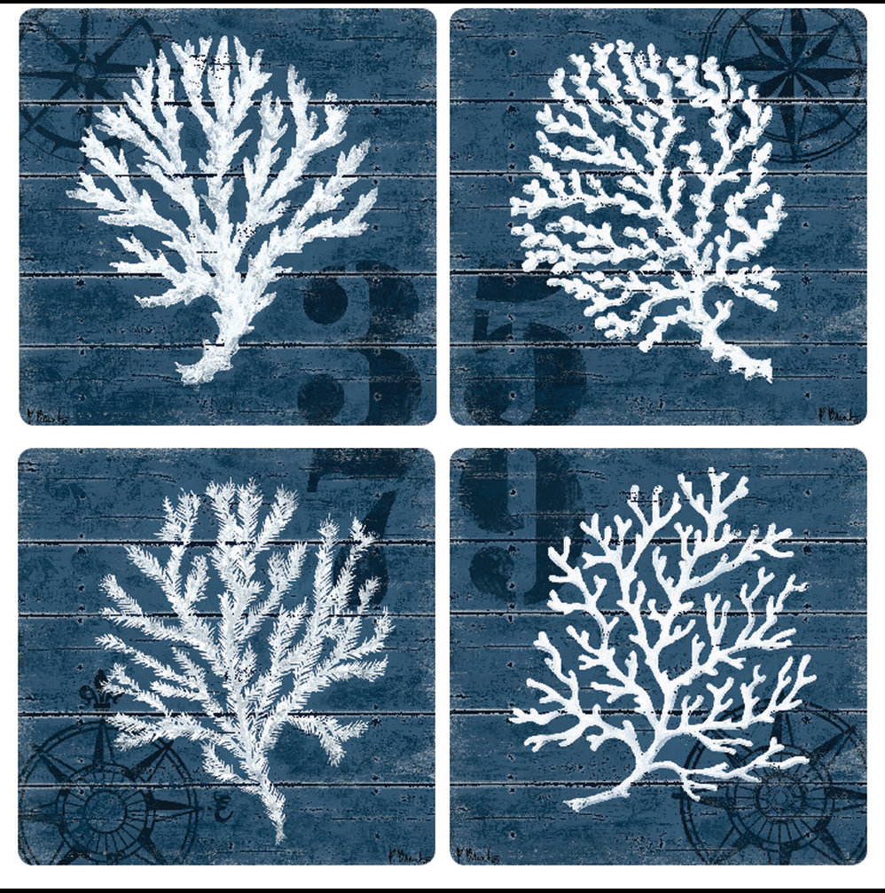 Cape Coral Stone Coasters, Set of 8, 4.5x1.38x1.38 - Beach Style ...