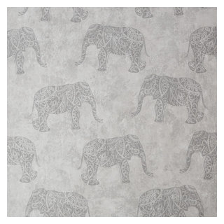 Moroccan Elephants Natural Wallpaper - Mediterranean - Wallpaper - by ...