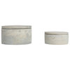 Gray Round Decorative Cement Boxes With Lids, 2-Piece Set - Industrial ...