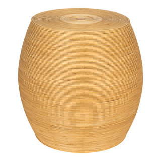Small Rattan Round Accent Table, Natural - Tropical - Side Tables And ...