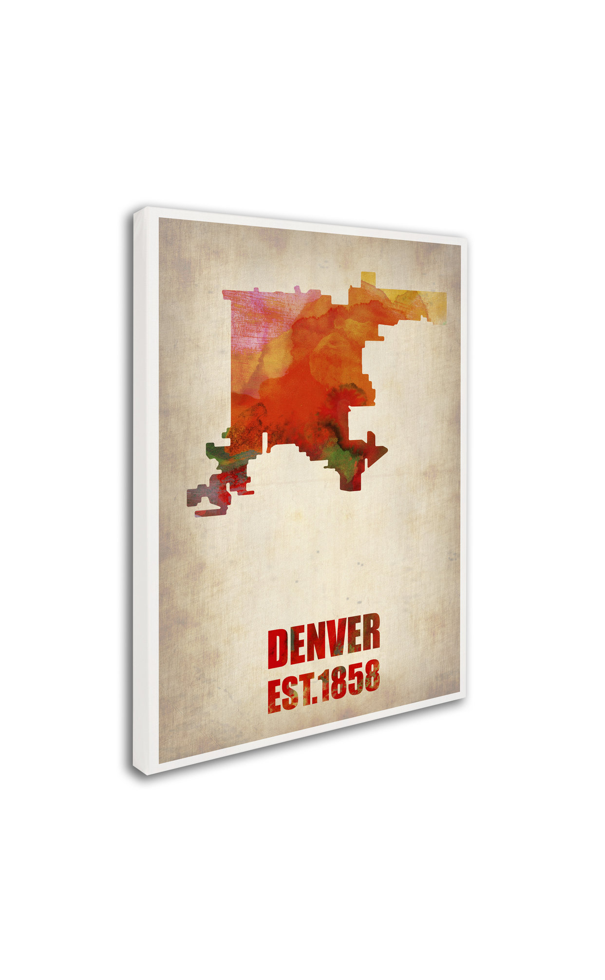 'Denver Watercolor Map' Canvas Art by Naxart, 24" x 32" - Contemporary ...