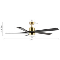 64" 5-Blade LED Ceiling Fan With Light Kit and Remote Control ...