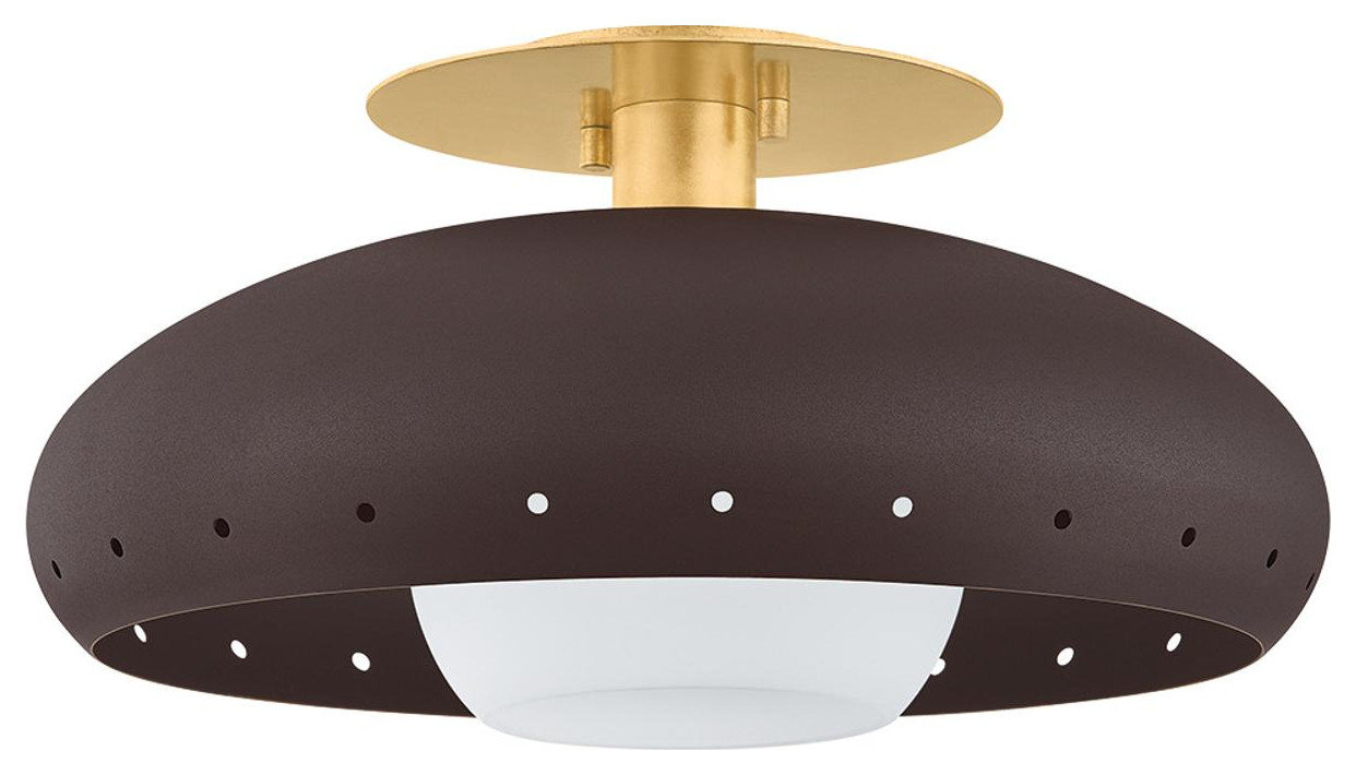 Kimber 1 Light Flush Mount, Vintage Gold Leaf/Textured Bronze w ...