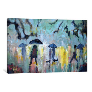 Two Dachshunds In The Rain by Kip Decker Canvas Print, 12"x18"x1.5 ...