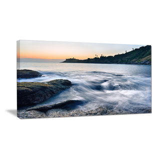 "Slow Motion Sea Waves Over Rocks" Modern Seascape Wall Art, 60"x28 ...