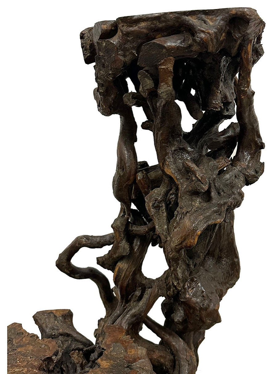 Consigned Mid-Century Chinese Natural Organic Tree Roots Plant Stand ...