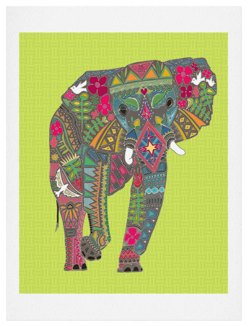 Deny Designs Sharon Turner Painted Elephant Chartreuse Art Print, 16x20 ...