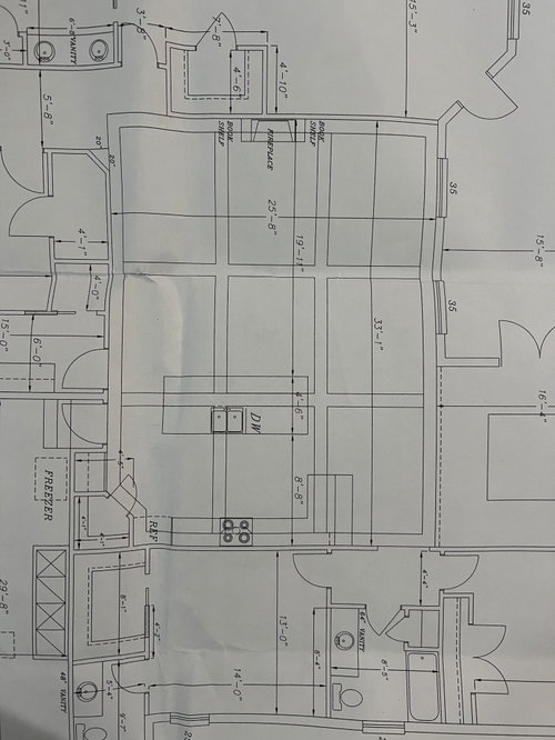 Misaligned Fireplace and Coffered Ceiling