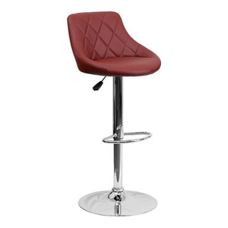 Bowery Hill Adjustable Faux Leather Quilted Bucket Seat Bar Stool in ...
