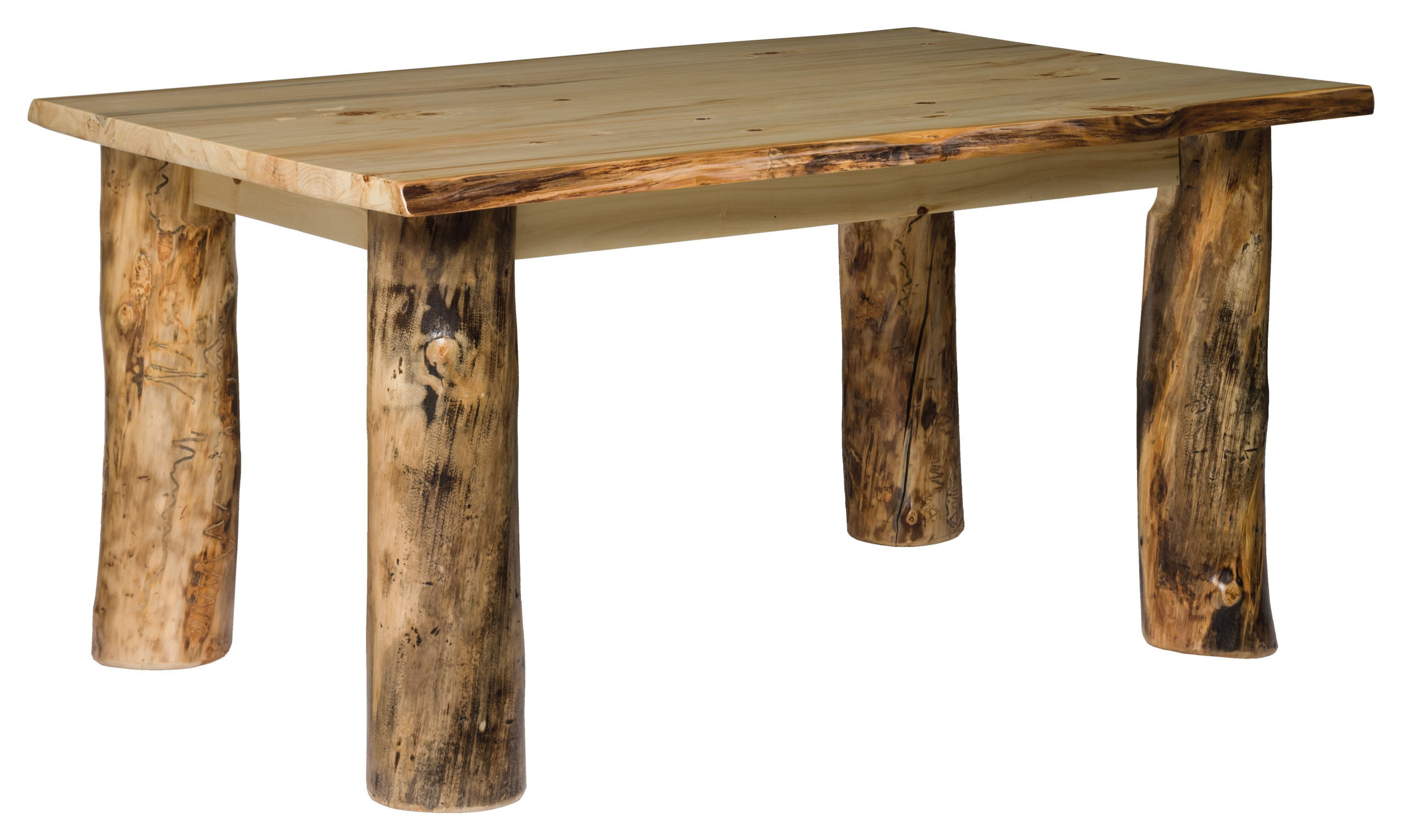 Rustic Kitchen Table in Aspen Log, 36 X 48 - Rustic - Dining Tables ...