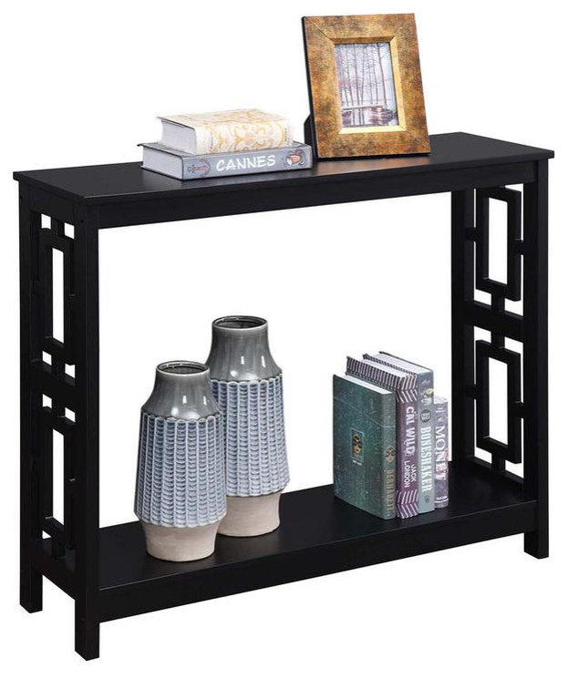 Town Square Console Table with Shelf, Black - Contemporary - Area Rugs ...