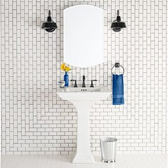 Stacked straight subway tiles