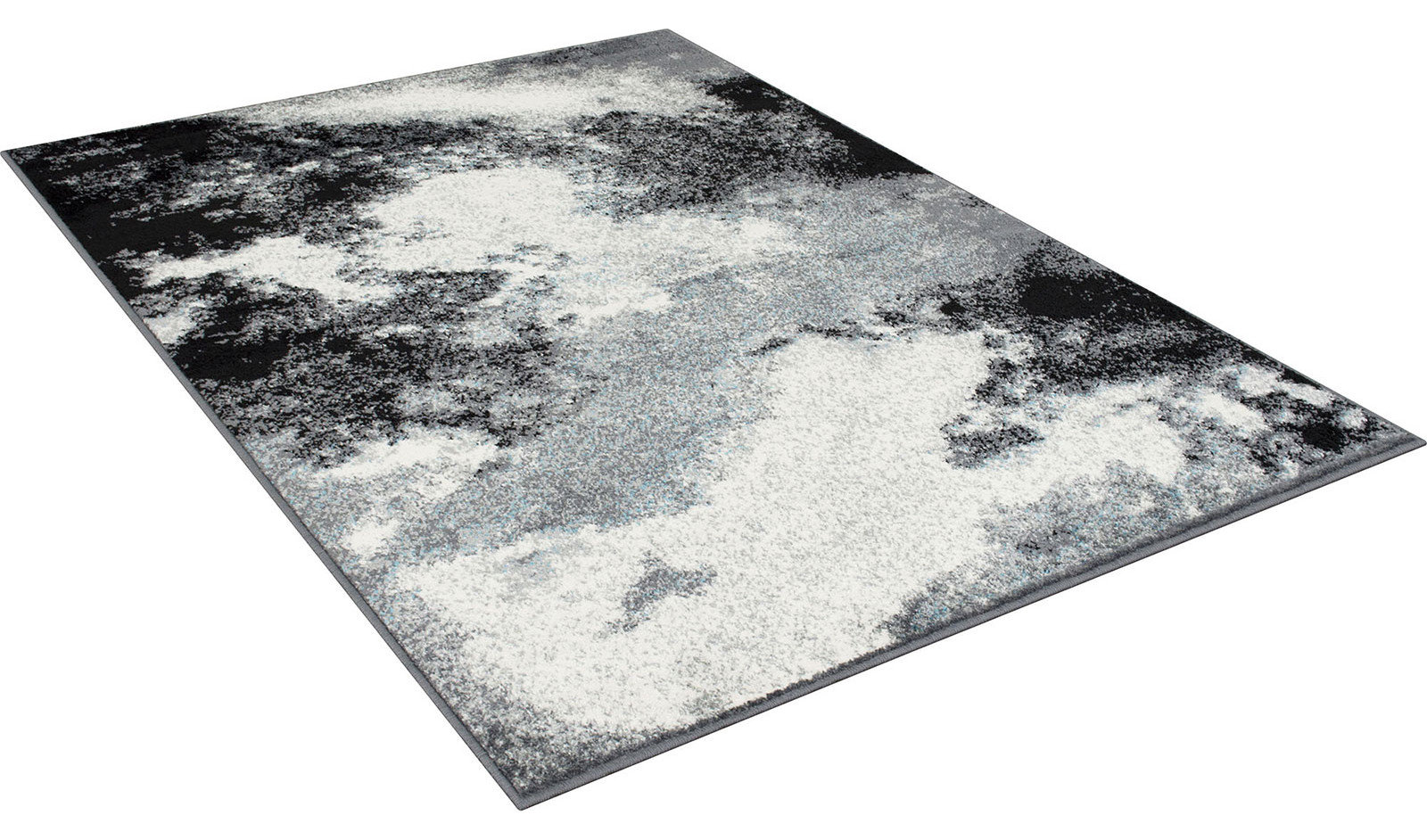 84 X 60 Inches Polyester Abstract Mosaic Print Rug, Black and Gray ...