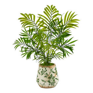 18" Mini Areca Palm Artificial Plant, Floral Vase - Modern - Artificial ...