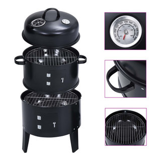 vidaXL 3-in-1 Charcoal Smoker BBQ Grill 15.7"x31.4" Party Outdoor bbq ...