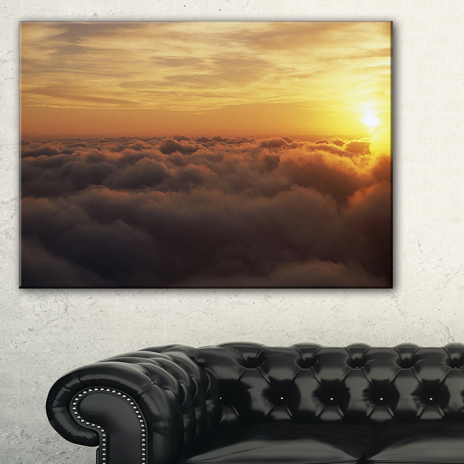 "Yellow Sunrise Above Clouds" Extra Large Wall Art, Landscape, 40"x30 ...