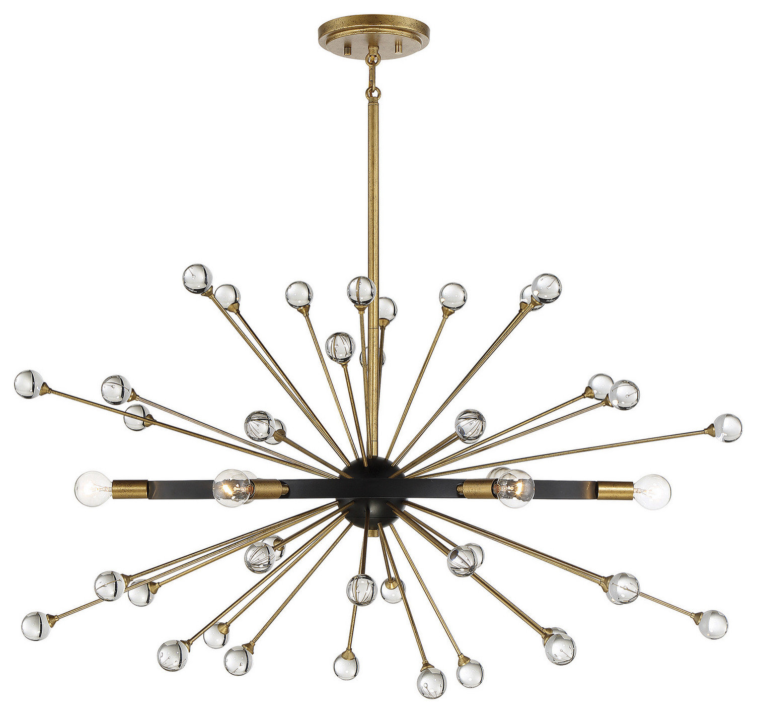 Ariel Six Light Chandelier, Como Black With Gold - Midcentury ...