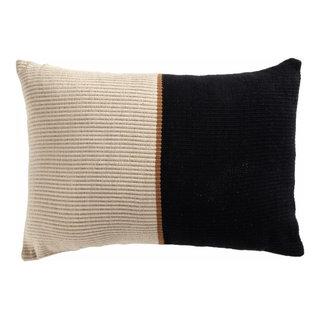 Handwoven Merido Pillow, Black, 14"x20" - Contemporary - Decorative ...