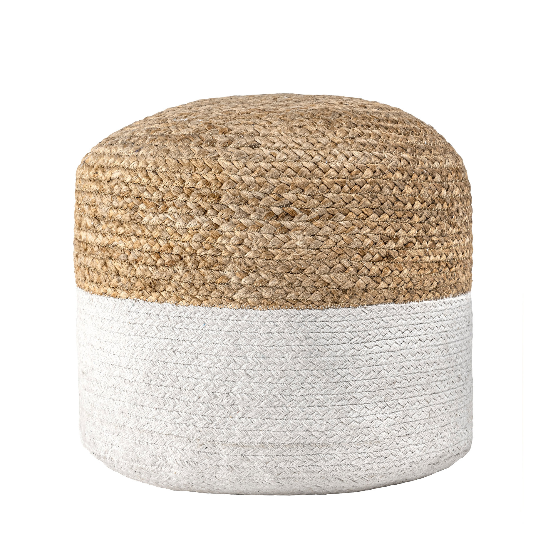 Nuloom Liana Braided Two Tone Jute Pouf, Natural - Beach Style - Floor Pillows And Poufs - by ...