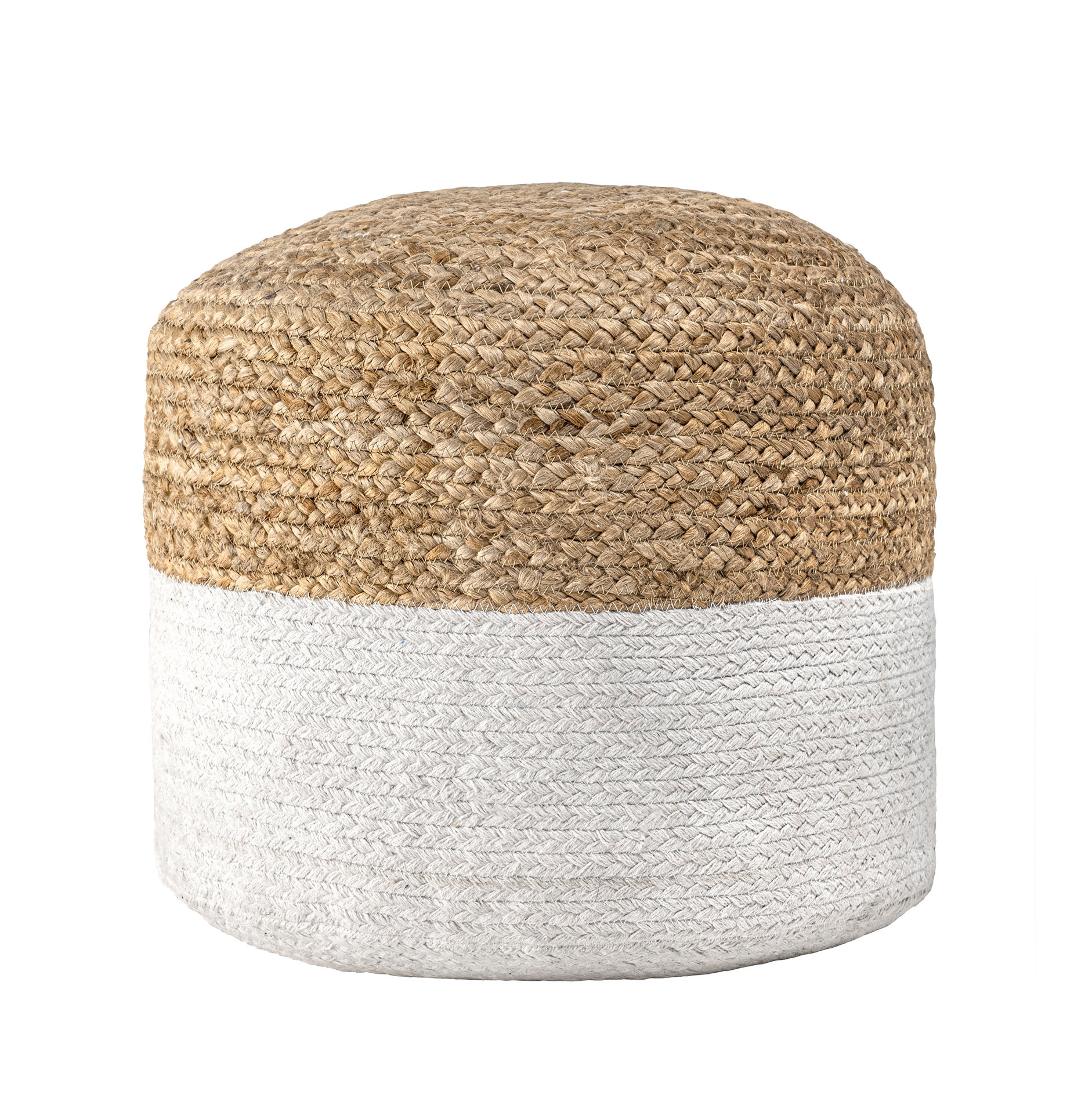 nuLOOM Liana Braided Two Tone Jute Pouf, Natural - Beach Style - Floor Pillows And Poufs - by ...