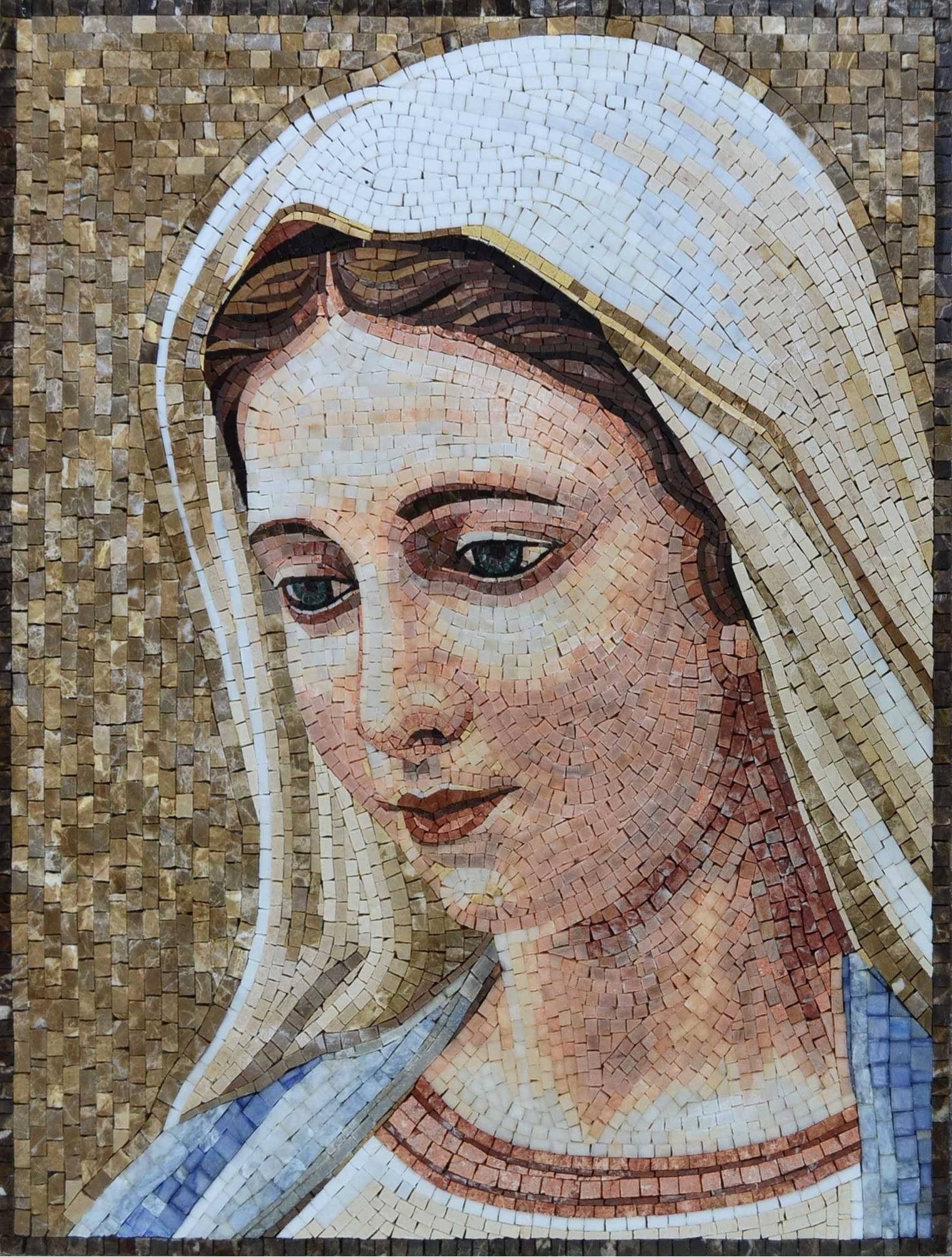 Mother of Jesus Christian Mosaics, 35" x 47" - Traditional - Tile ...