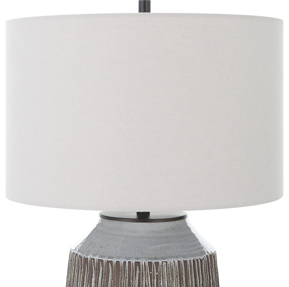 Rustic Rough Texture Blue Gray Crackle Ceramic Table Lamp 22 in ...