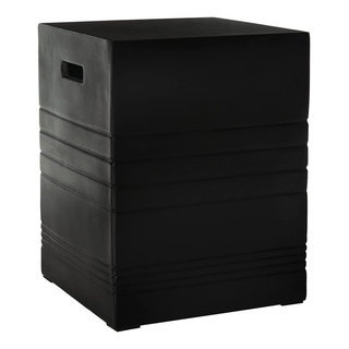 Modern Concrete Garden Stool With Geometric Line Design - Traditional ...