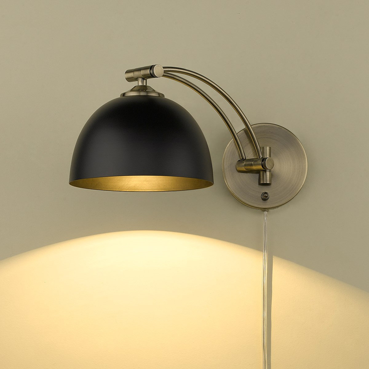 Golden Rey 1-Light Articulating Wall Sconce 3688-A1W AB-BLK, Aged Brass ...