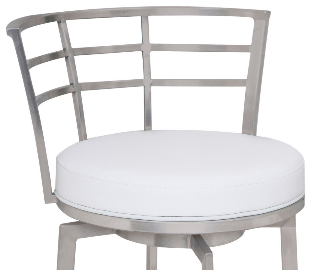 Viper White PU Upholstery Stool, Counter Height - Contemporary - Bar ...