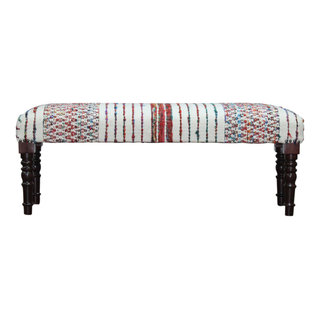 Colorful Chevron and Striped Chindi Bench, 47" Length - Traditional ...