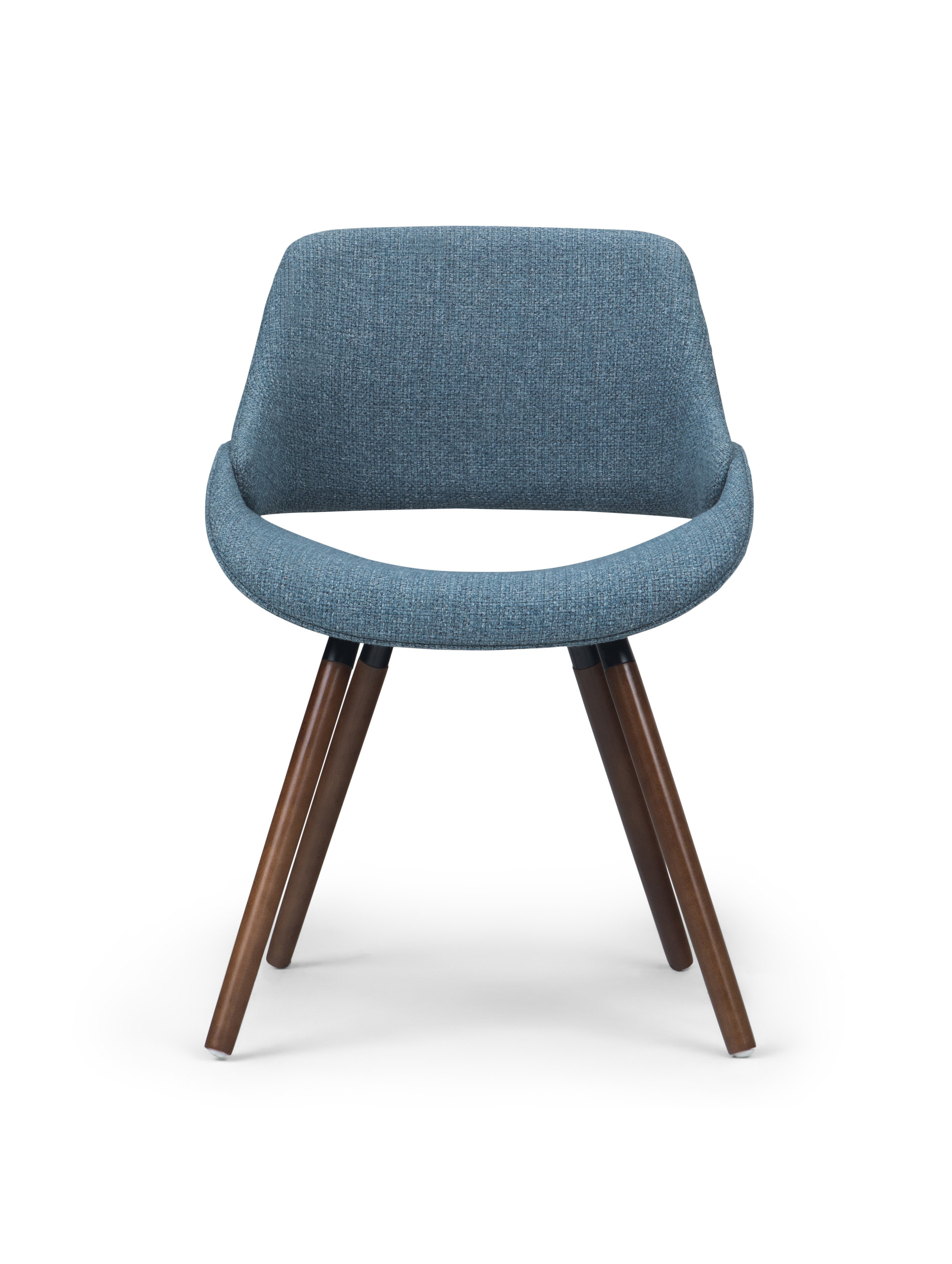 Malden Mid Century Modern Bentwood Dining Chair In Denim Blue Woven ...