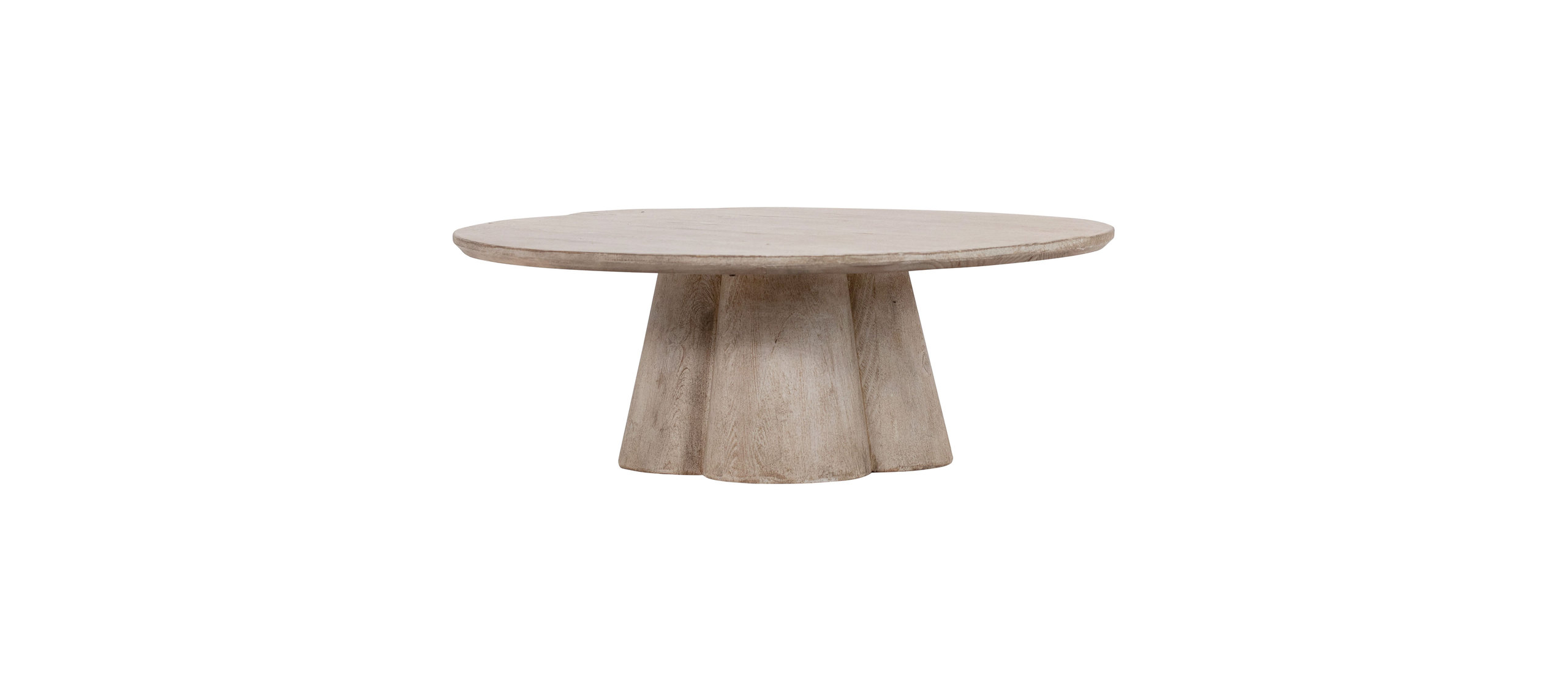 Vera 42" Round Reclaimed Pine Modern Coffee Table With 4 Clover ...