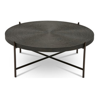 Sanskrit Antique Copper Top And Bronze Frame Coffee Table, 40.75W x 40 ...