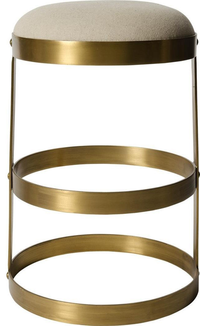 Brass Dior Counter Stool With Linen Seat - Contemporary - Bar Stools ...